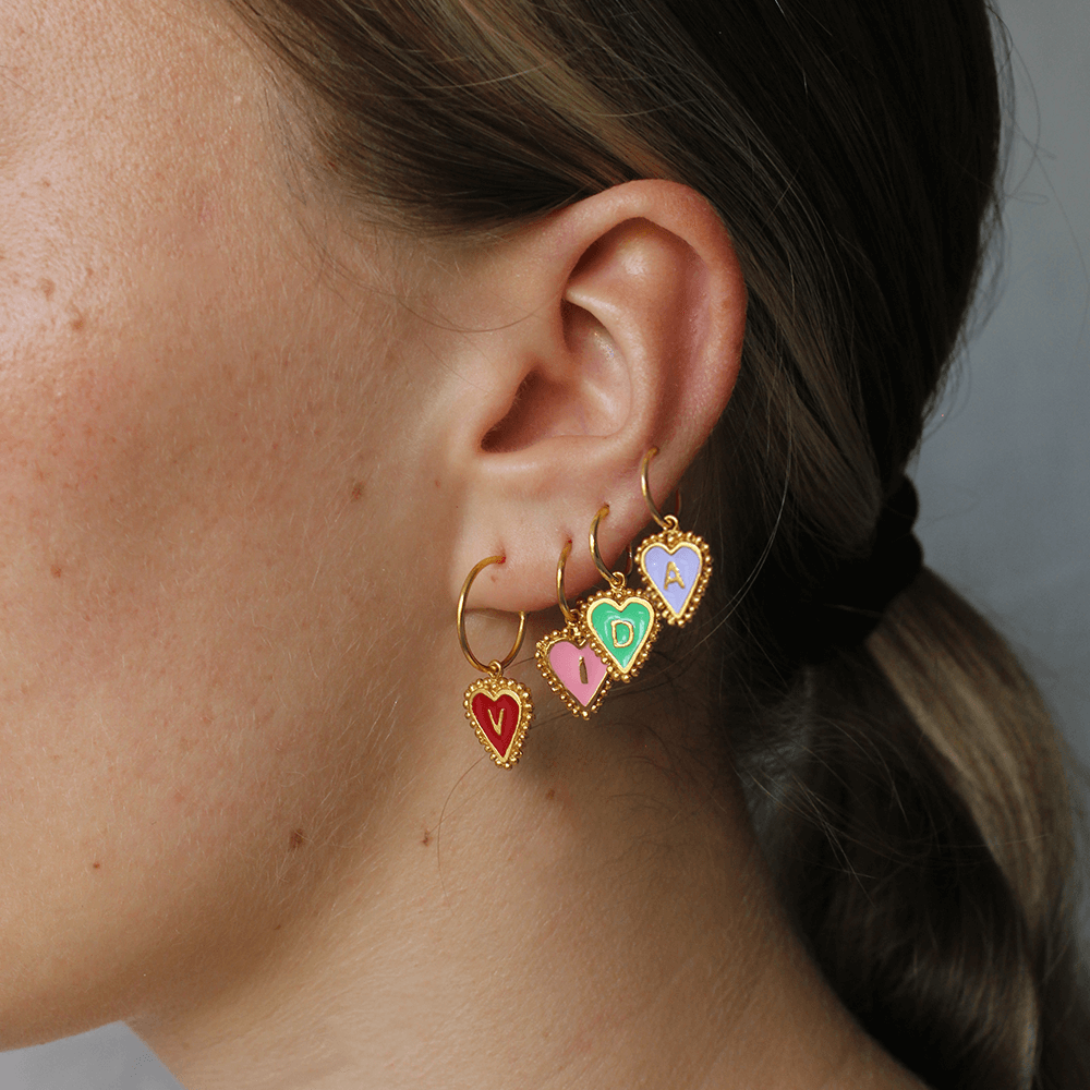 Baby Hoop 15mm Letra Heart Azul – Daniela Salcedo